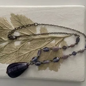 Jewelry | Purple Mauve Pear Shaped Statement Glass Bead Y Style ...